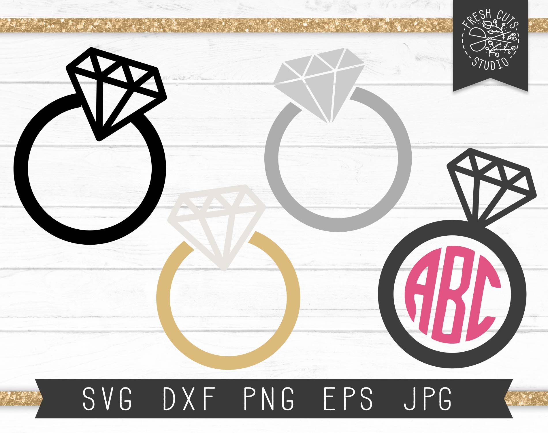 Diamond Ring SVG Bundle Cut File for Cricut Silhouette | Etsy