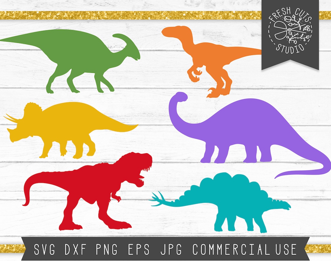 Dinosaur SVG Cut Files for Cricut and Silhouette, Eps Png Jpg Dxf ...