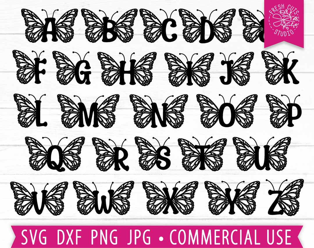 Butterfly Letters SVG Alphabet Cut Files, Individual Letters, Butterfly ...