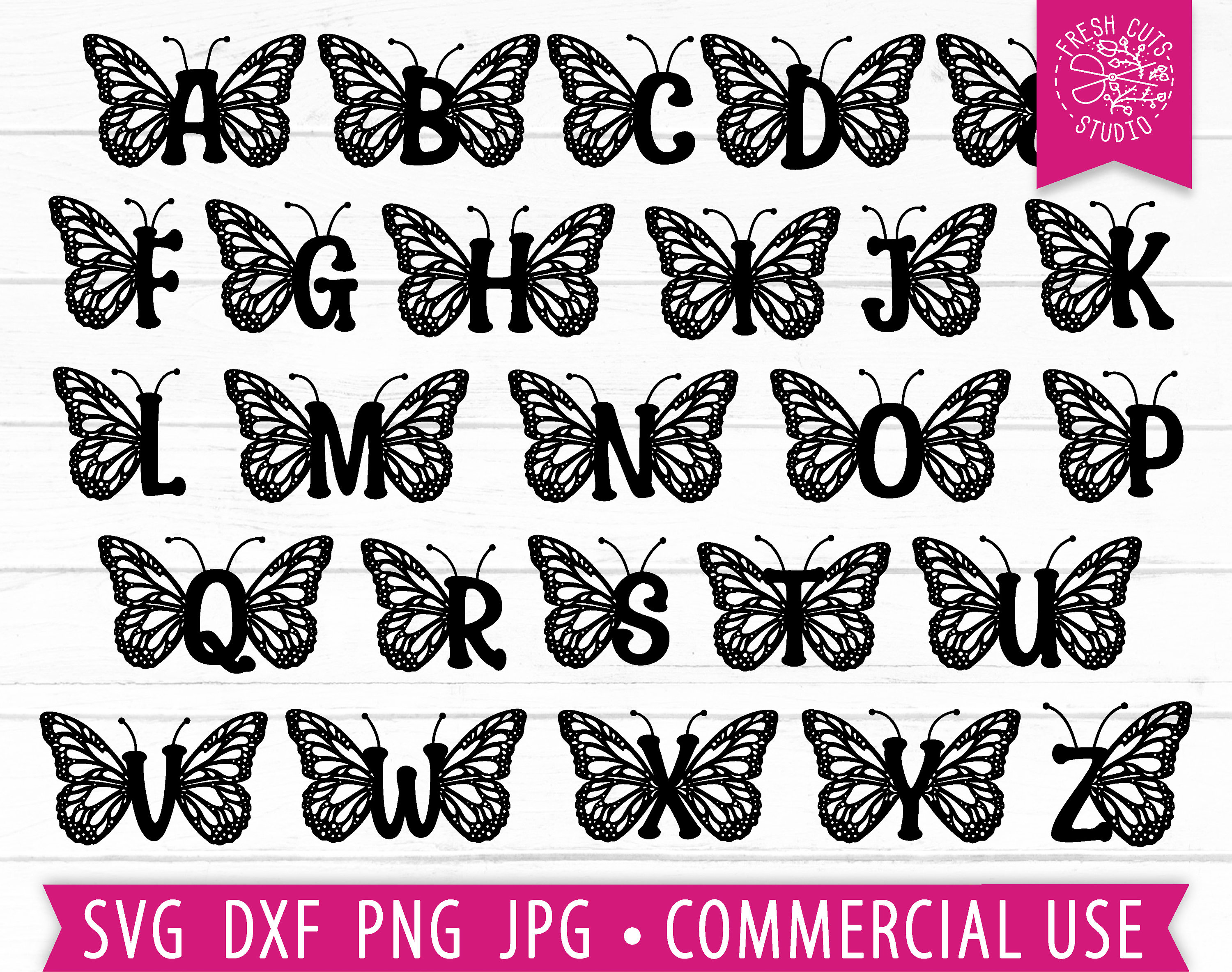 Butterfly Letters SVG Alphabet Cut Files Individual Letters - Etsy