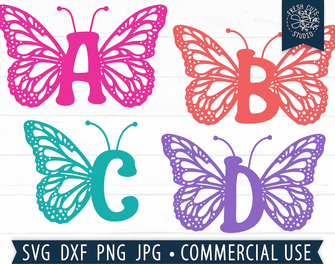 Butterfly Letters SVG Alphabet Cut File Cricut, Silhouette, Butterfly ...