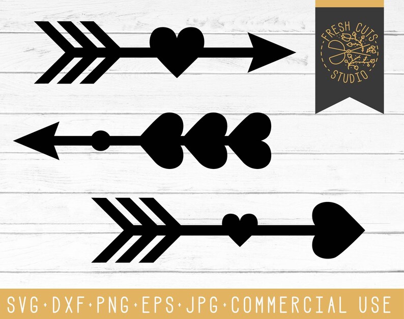Heart Arrow Svg Cut Files Cute Arrow Vector Cameo Cricut | Etsy