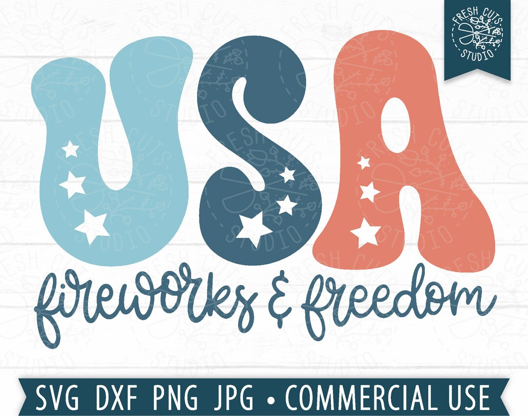 Retro USA SVG, 4th of July Svg, Fireworks and Freedom, Groovy Svg, Boho ...
