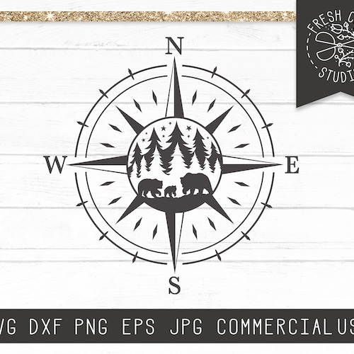 Compass SVG File Grizzly Bear SVG Compass Cut File for | Etsy