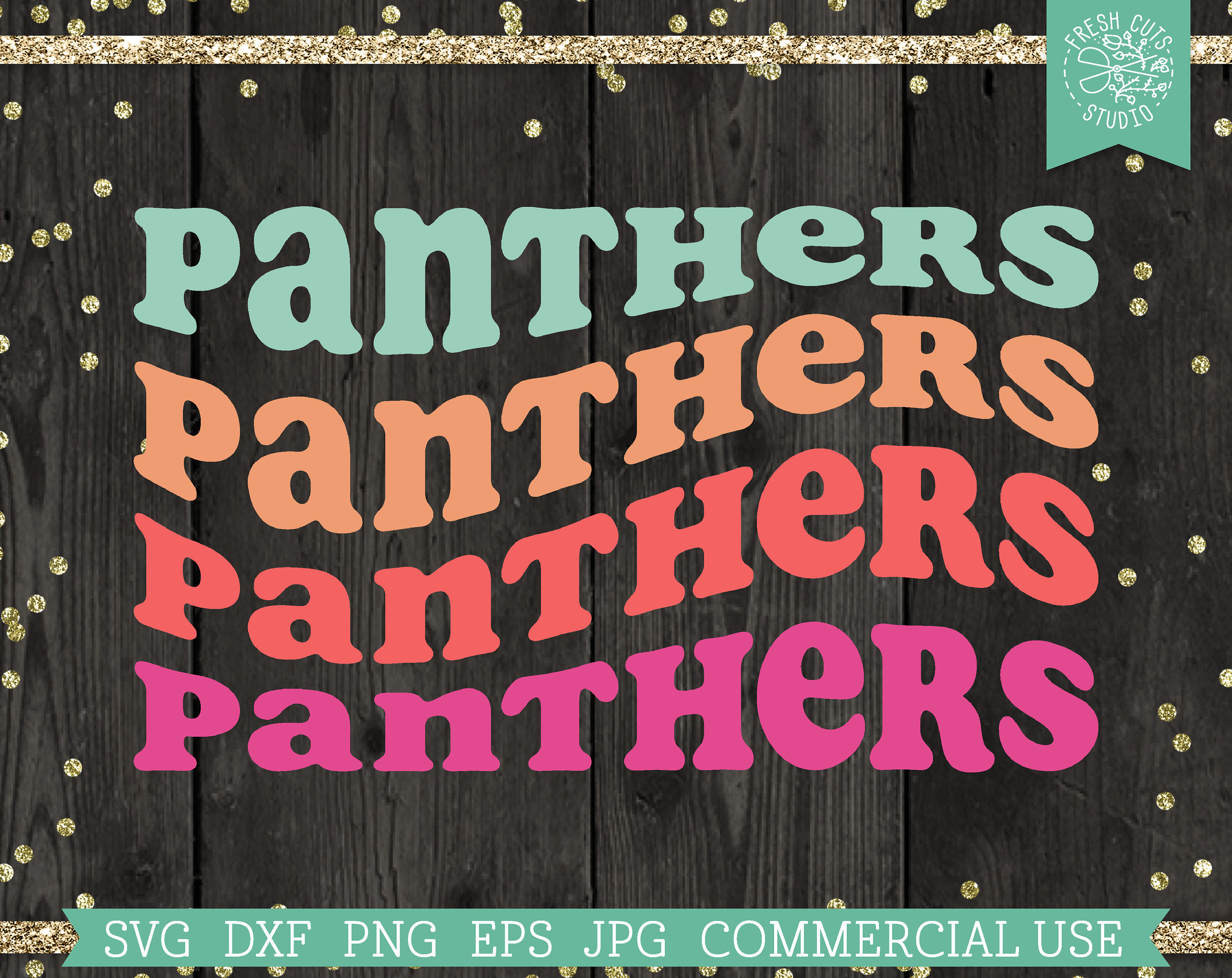 Panthers SVG Cut File for Cricut, Retro Wavy, Sport Mascot SVG Cuttable ...