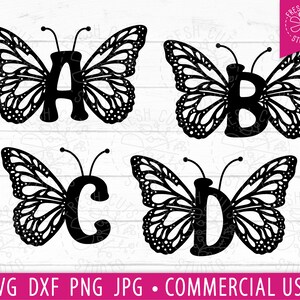 Butterfly Letters SVG Alphabet Cut Files, Individual Letters, Butterfly ...