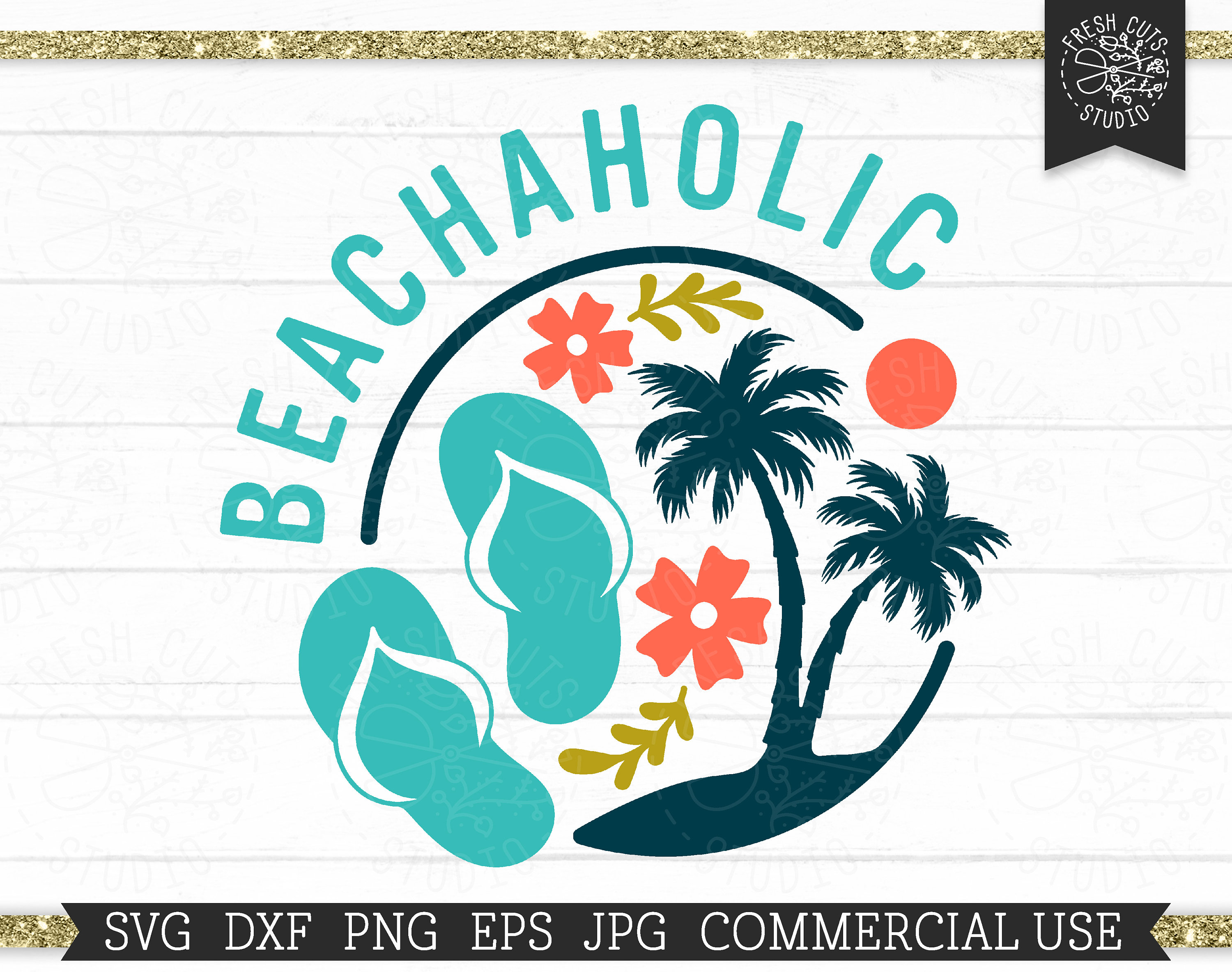 Beachaholic SVG, Funny Beach SVG Saying Cut File for Cricut, Palm Trees ...