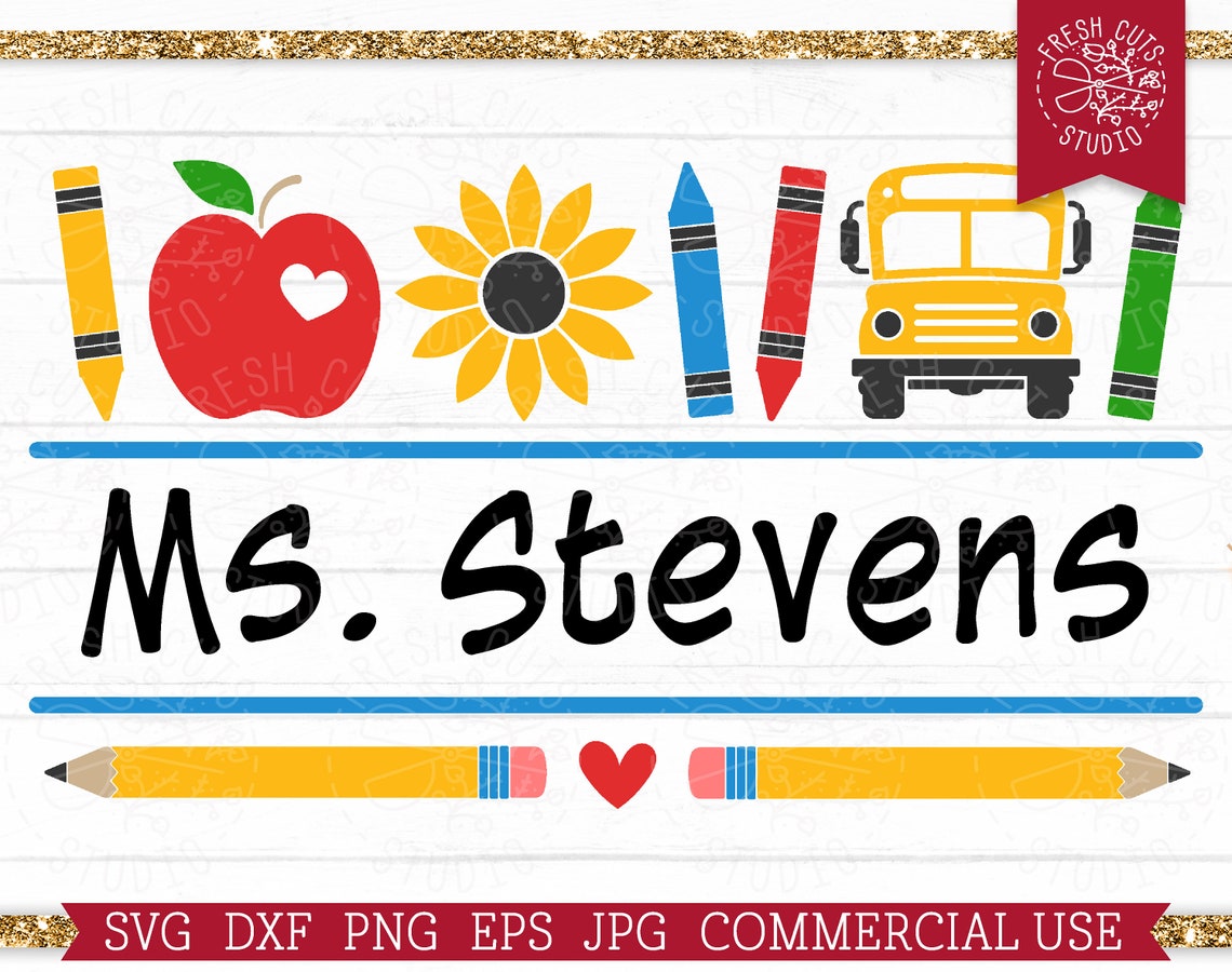 Teacher Split Frame SVG School Bus Sunflower Cut File for - Etsy