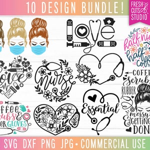 Nurse SVG Bundle, Floral Nurse Cut Files for Cricut, Nurse PNG, Nurse ...