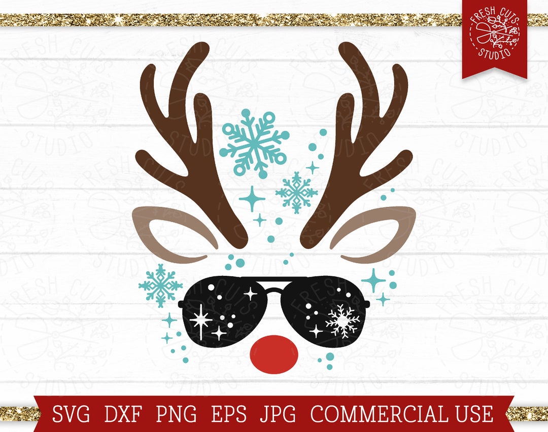Reindeer Face SVG Christmas Cut File, Cricut, Silhouette, Cool Reindeer ...