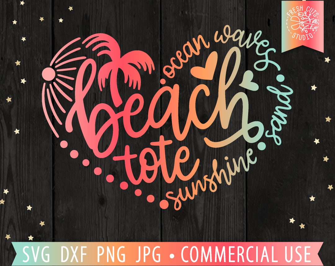 Beach SVG for Tote, Beach Tote Svg, Beach PNG, Ocean Waves, Beachy ...
