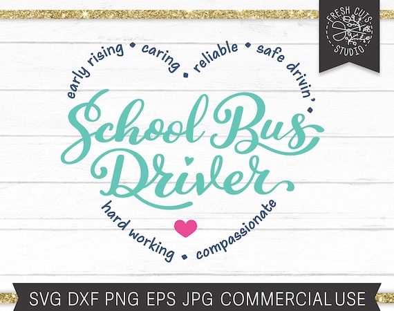 Papercraft Craft Supplies & Tools School bus driver are all heart Svg ...