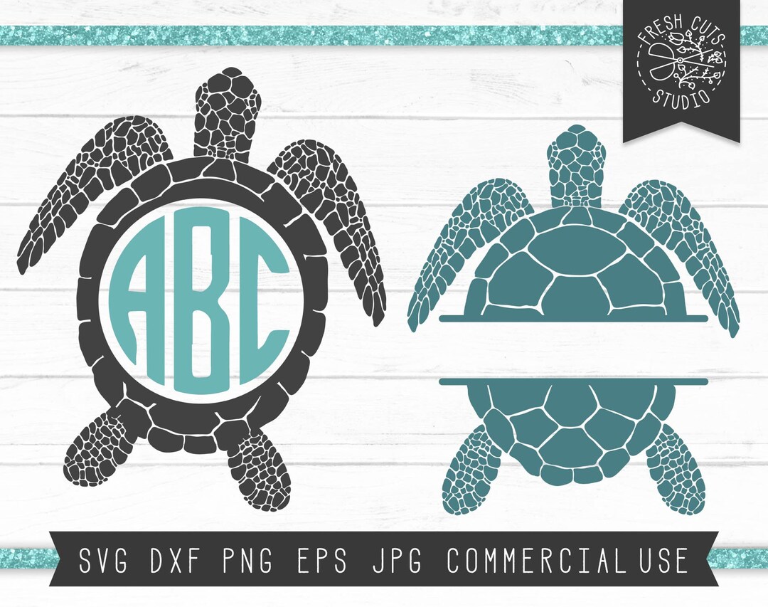 Sea Turtle Monogram Frame SVG Cut File for Cricut Silhouette, Beach ...