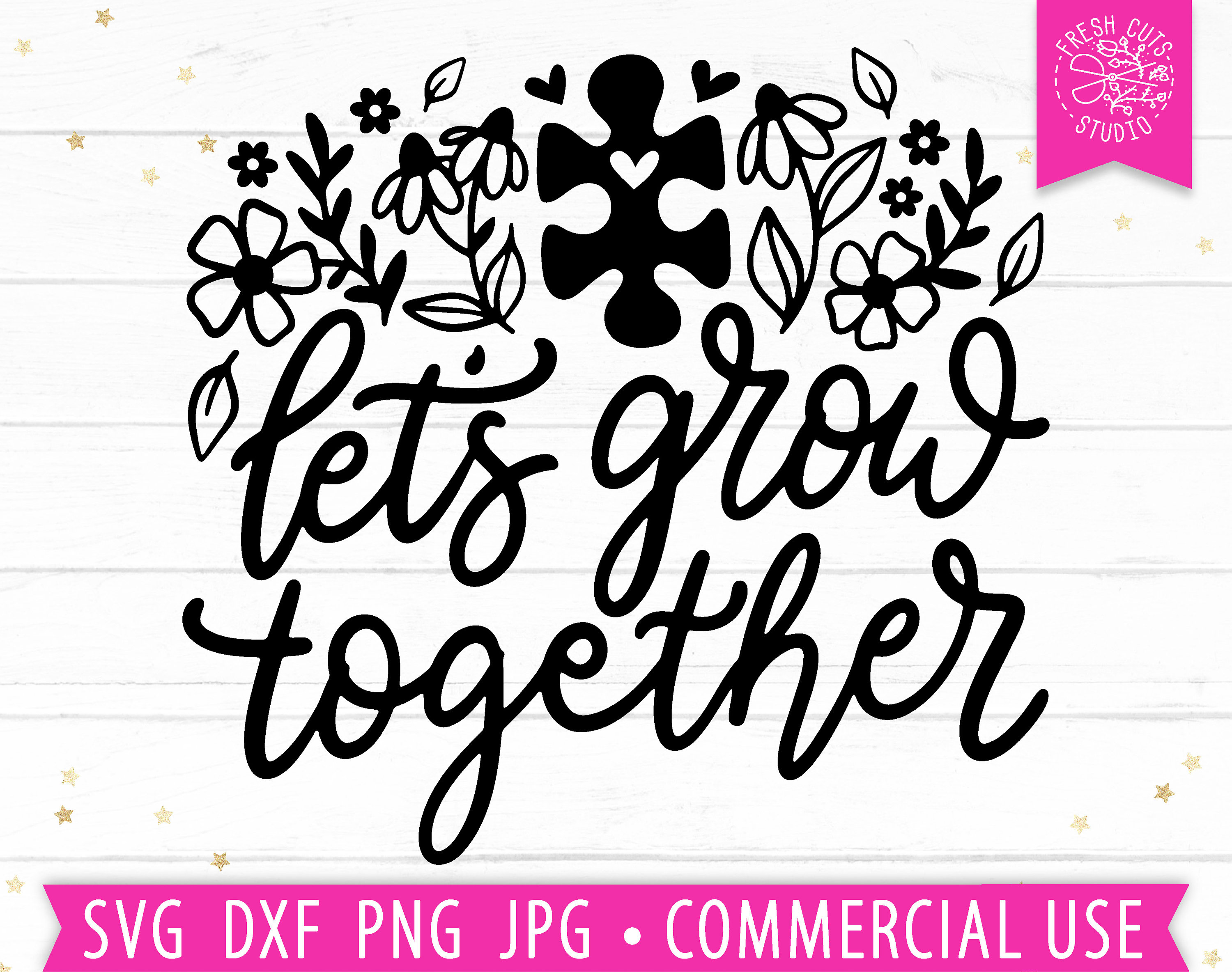 Autism Awareness SVG Let's Grow Together SVG Cut File - Etsy
