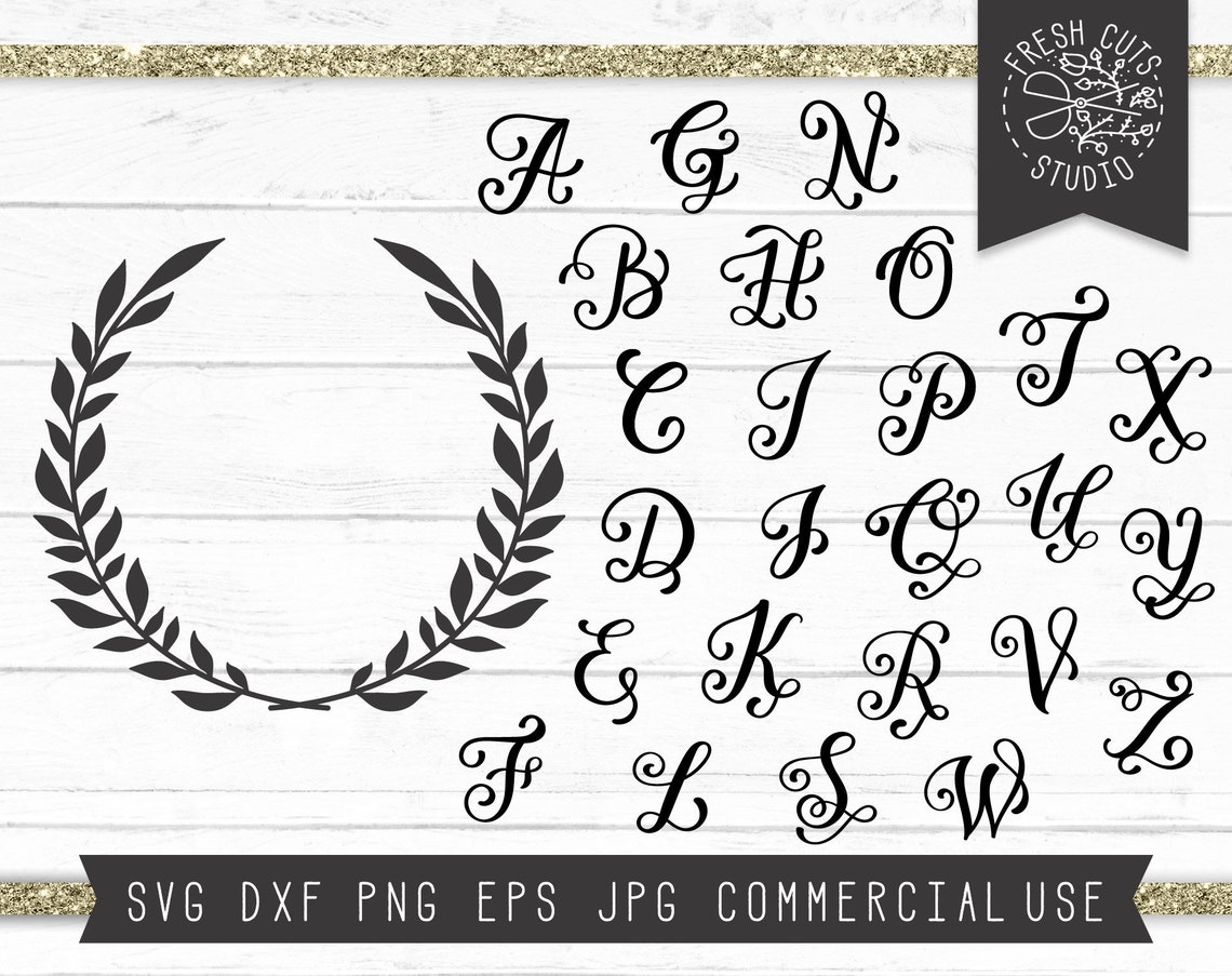 Initial SVG File Instant Download Monogram Letters Font Svg | Etsy