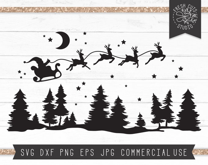 Winter Deer Scene SVG Cut File for Cricut, Snowy Forest Svg, Magical ...