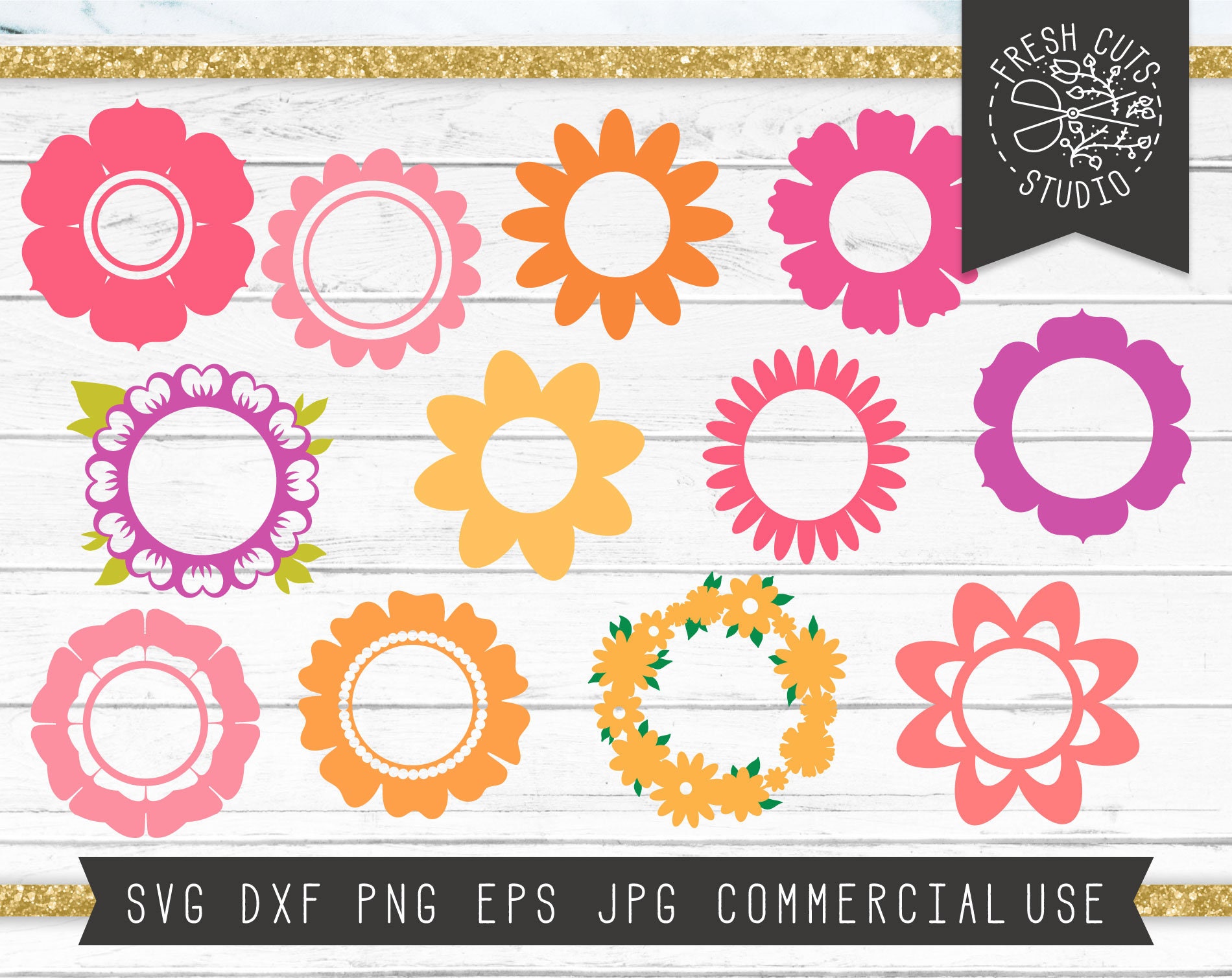 Flower Monogram Frames Svg Cut Files, Floral Monogram Frames, Floral ...