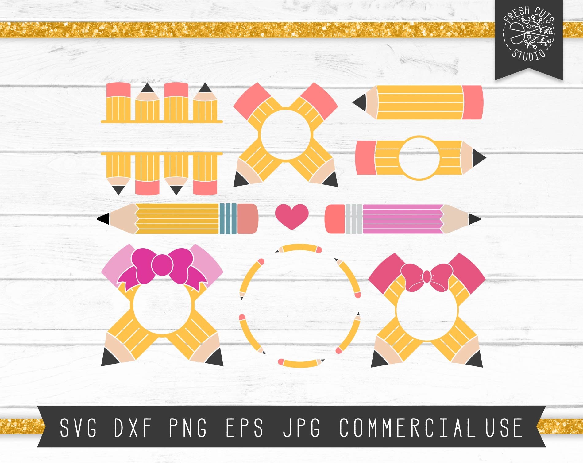 Pencil SVG Pencil Monogram Svg Split Frame Pencil Wreath - Etsy India