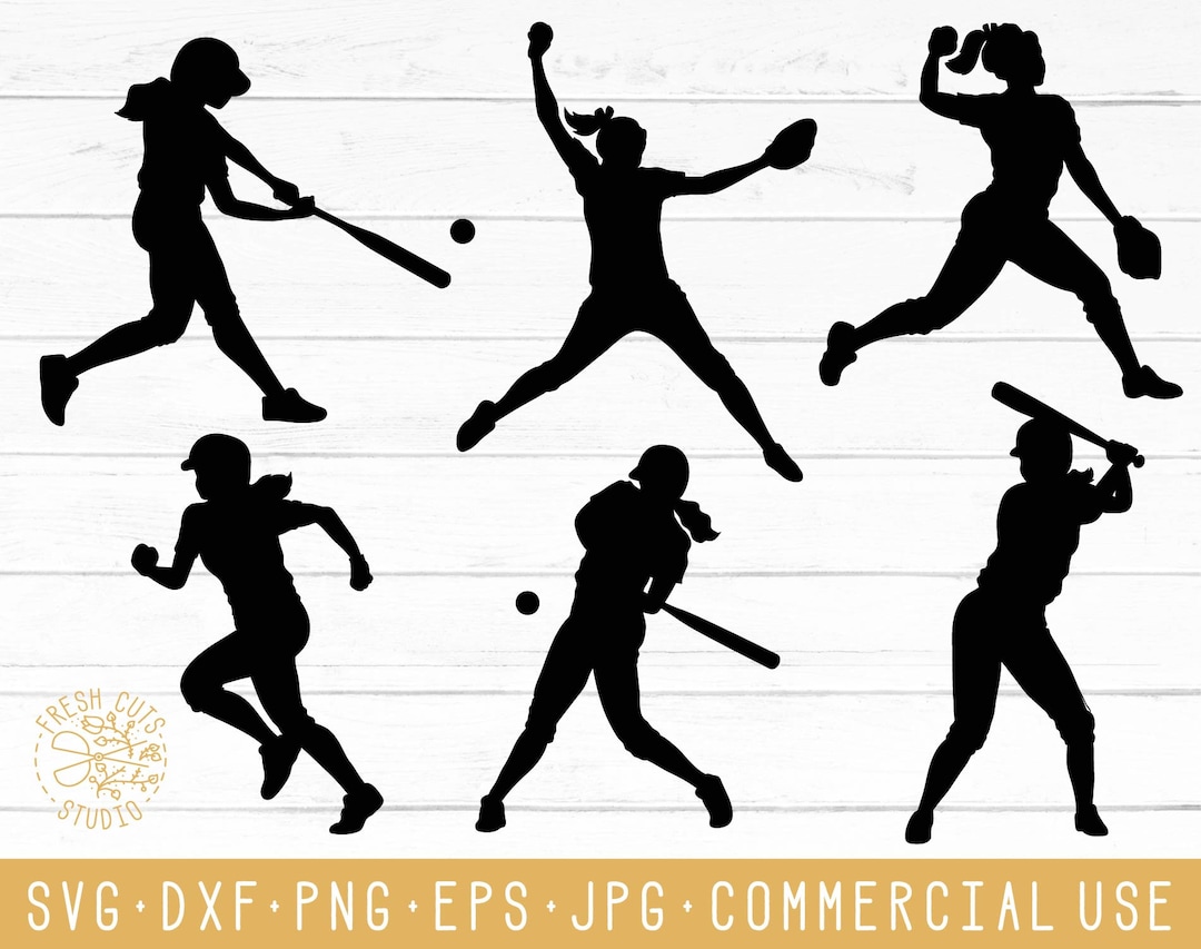 Softball Girl SVG Silhouettes, SVG Cut Files, Softball Player, Batter ...