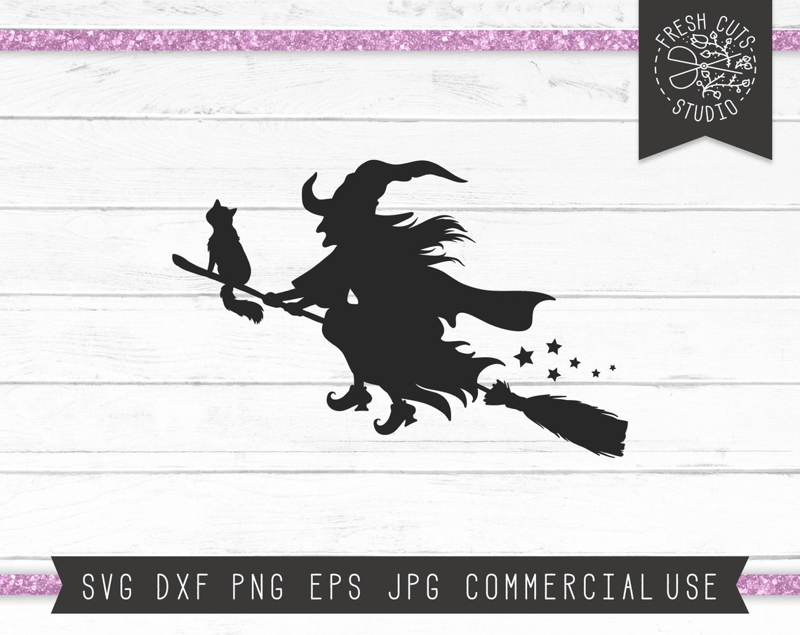 Flying Witch SVG Cut File for Cricut Witch on Broom Svg - Etsy Canada