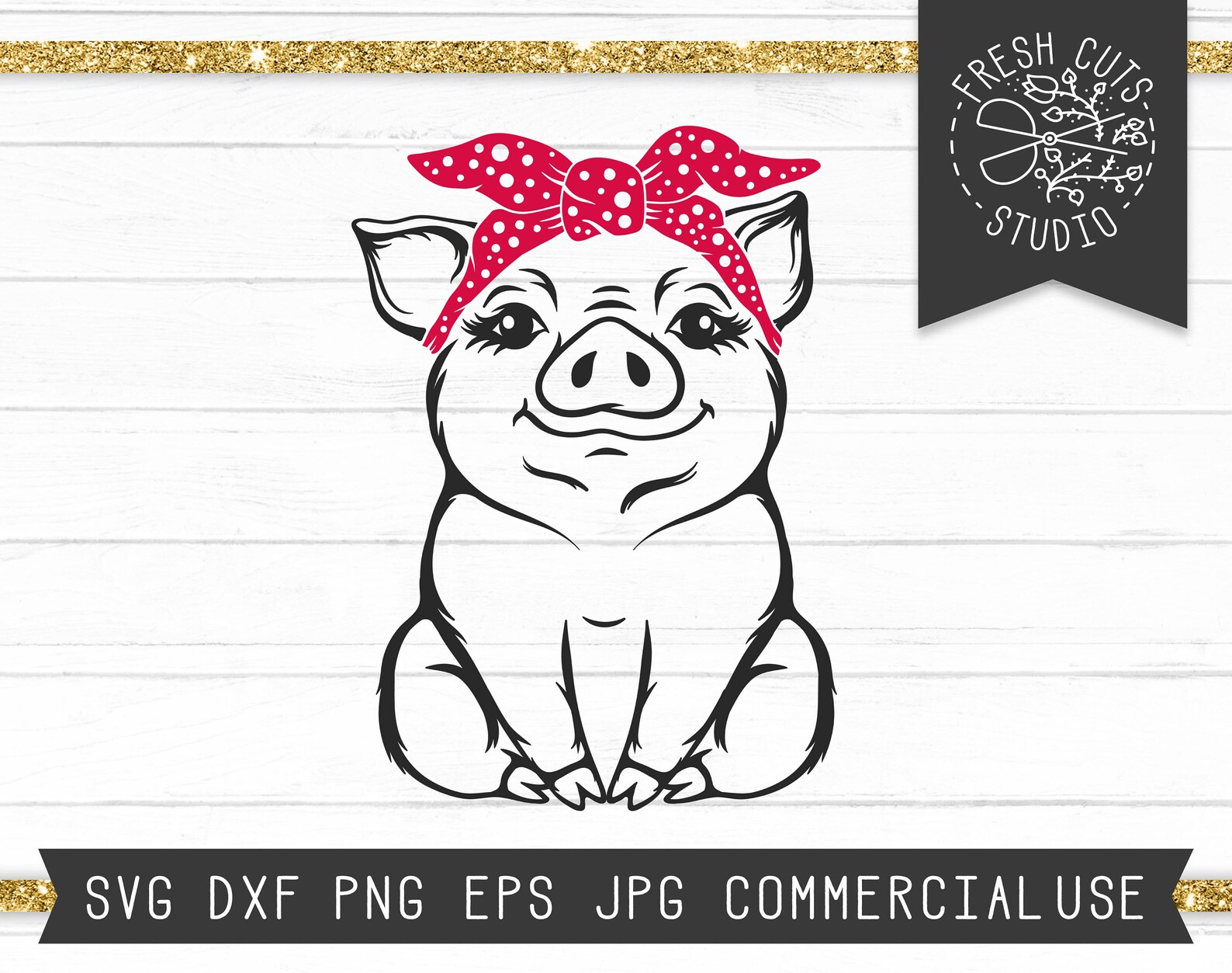 Pig With Bandana SVG Cut File for Cricut Piglet Svg File Pig - Etsy