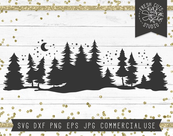 Starry Forest Svg Cut Files Instant Download Trees Svg Pine - Etsy Canada