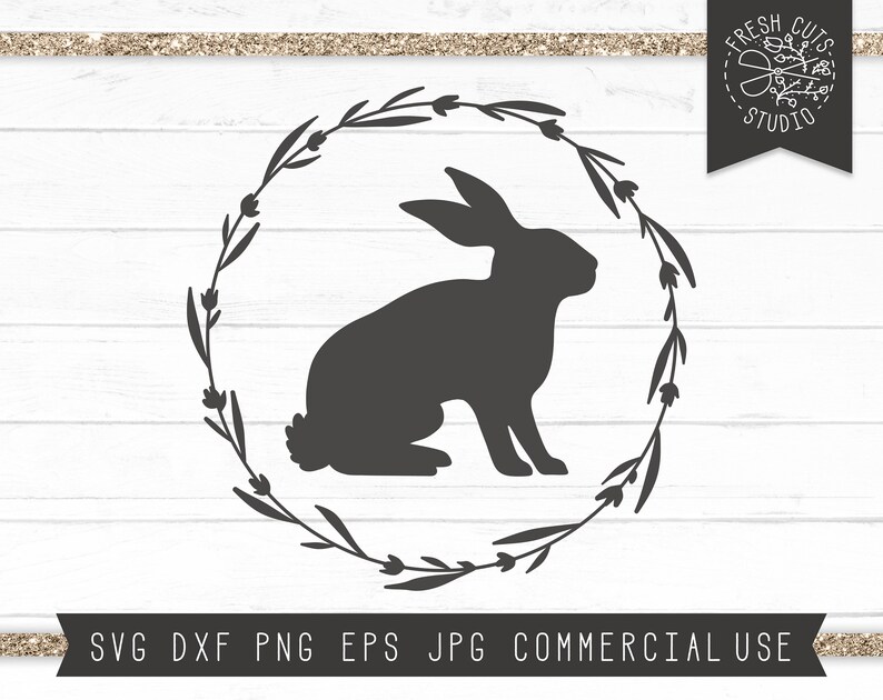 Rabbit SVG Instant Download Rabbit Laurel SVG Farmhouse | Etsy