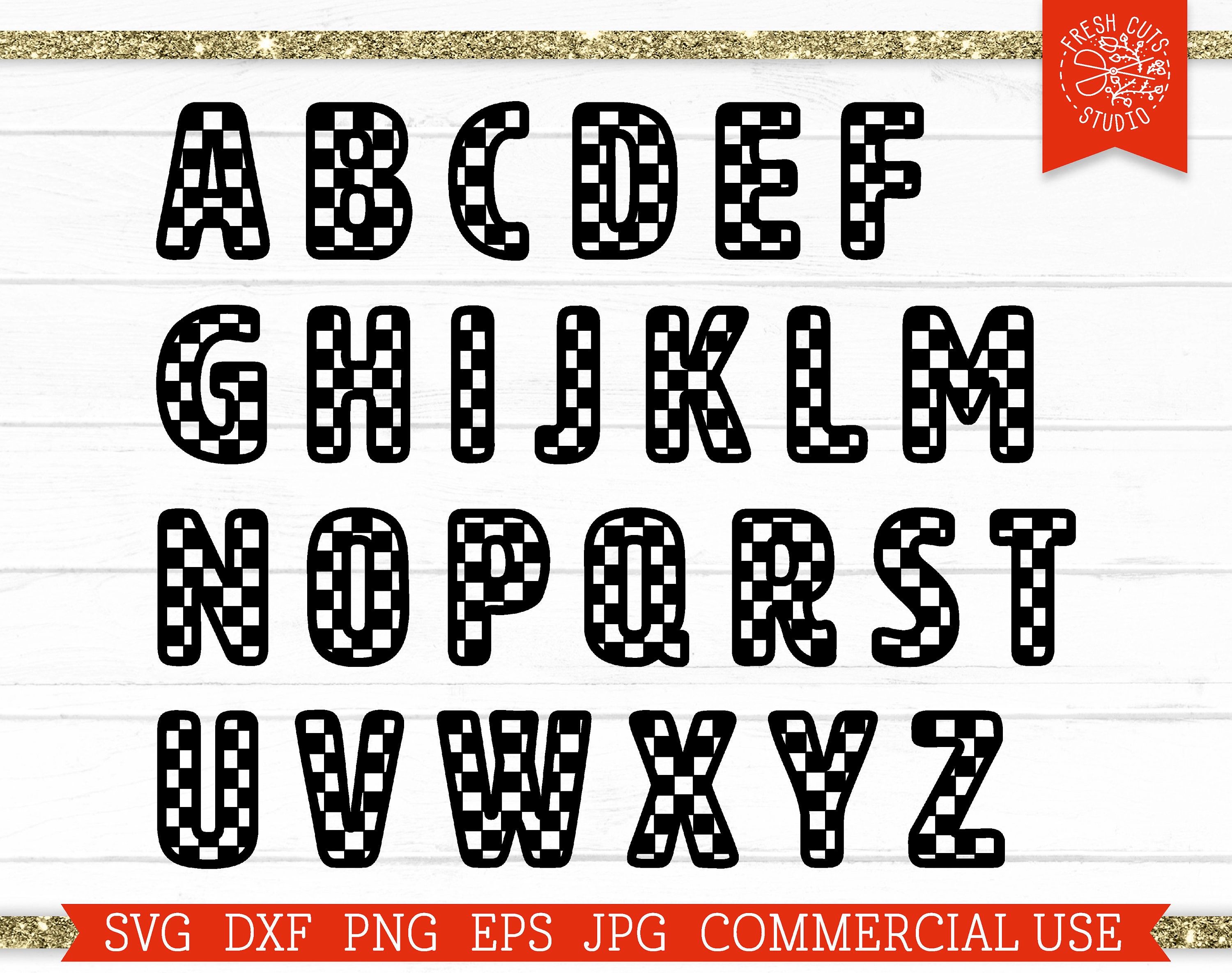 Racing Font SVG Checkered Letters Alphabet Cut Files for Cricut ...