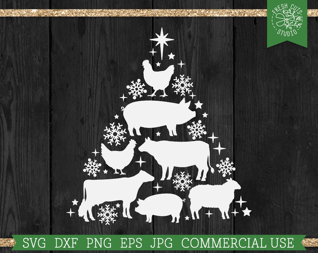 Farm Christmas SVG Cut File, Farmhouse Sign Christmas Tree, Farm ...