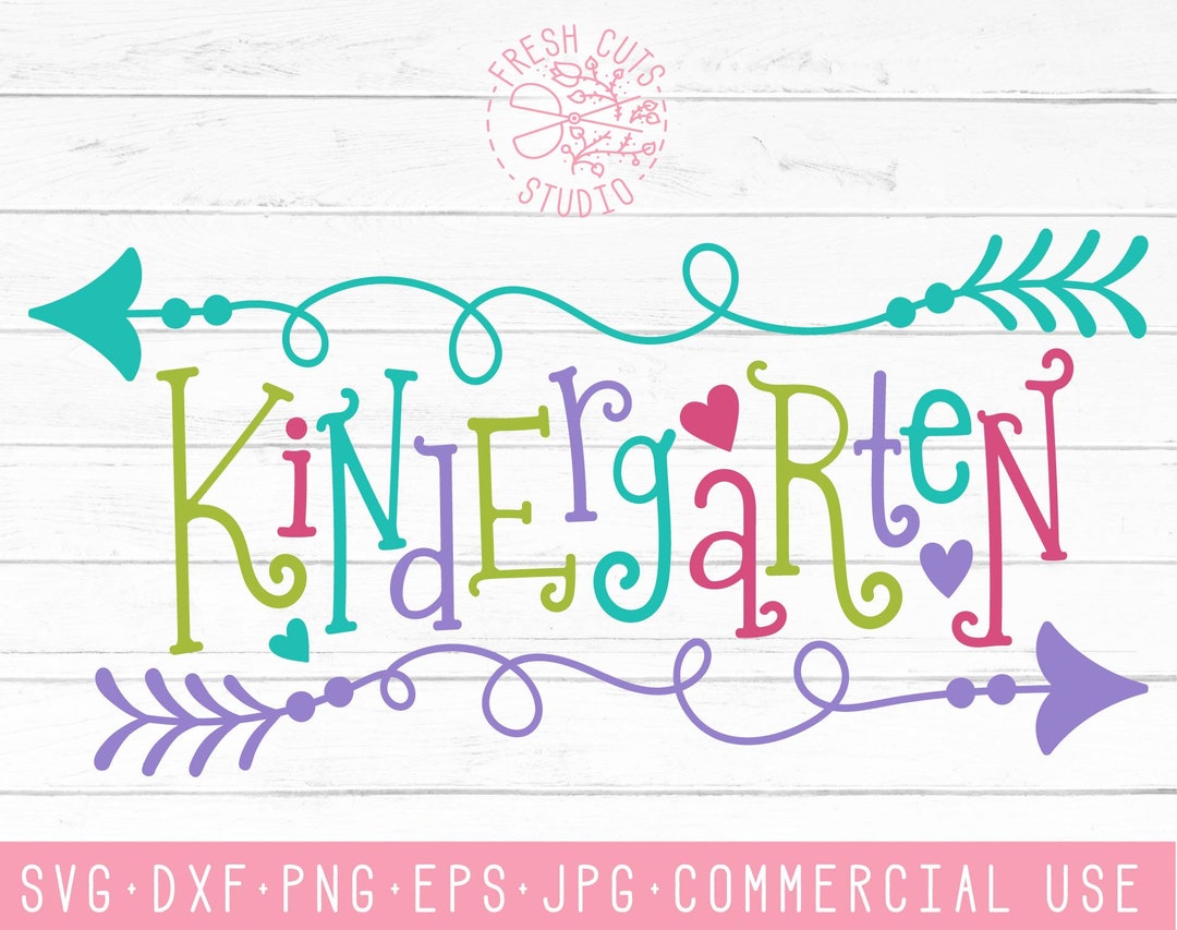 Kindergarten Svg Design Instant Download, Colorful Hand Lettered Dxf ...