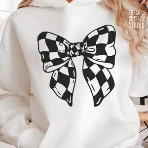Checkered Bow Svg Cut File for Cricut, Coquette Check Bow, Hand Drawn ...