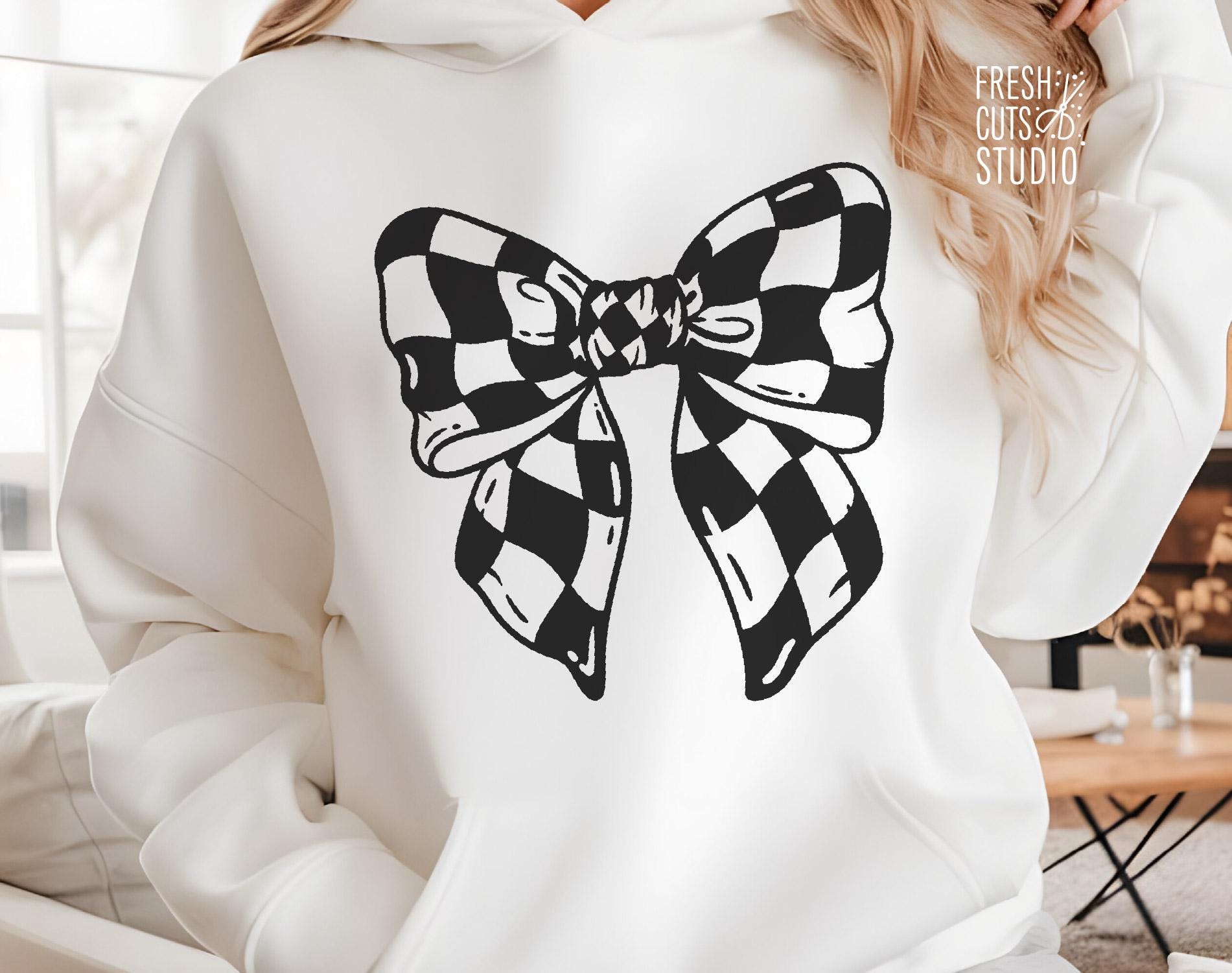 Checkered Bow Svg Cut File for Cricut, Coquette Check Bow, Hand Drawn ...