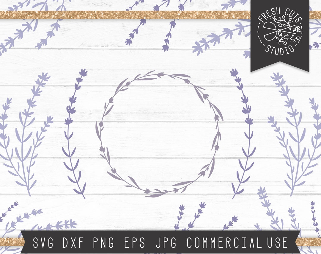 Lavender SVG Flower Cut File, Lavender SVG Wreath, Floral Silhouette ...