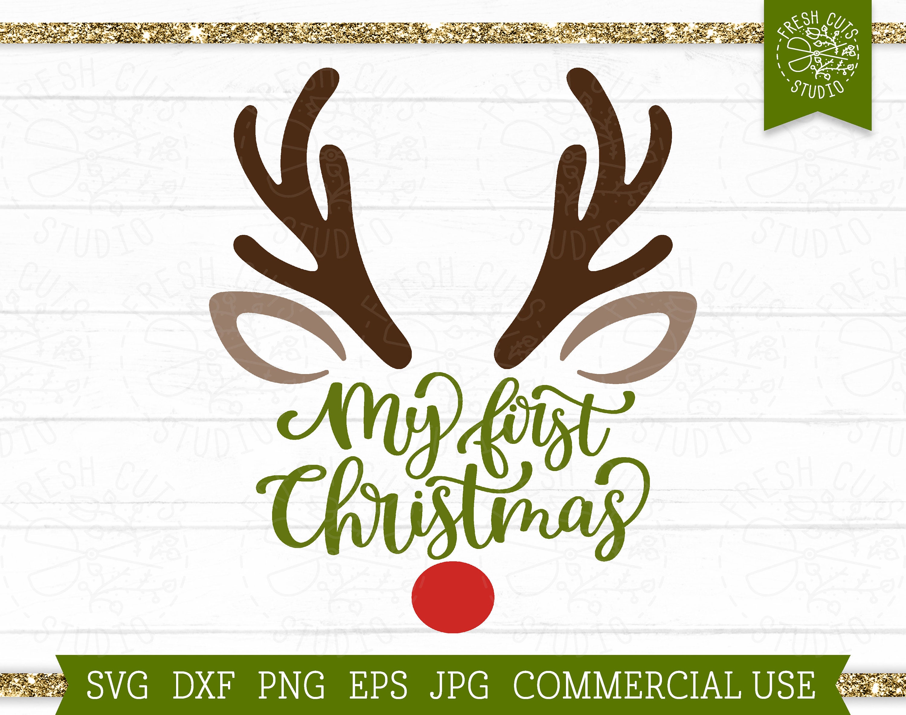 My First Christmas SVG Reindeer Cut File for Cricut - Etsy