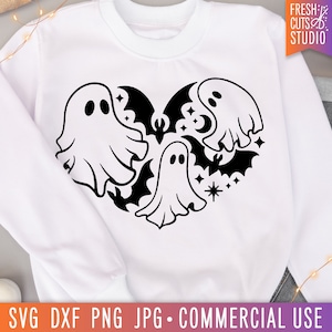 Halloween Ghost Heart Svg, Ghost Svg Cut File, Cute Spooky Svg ...