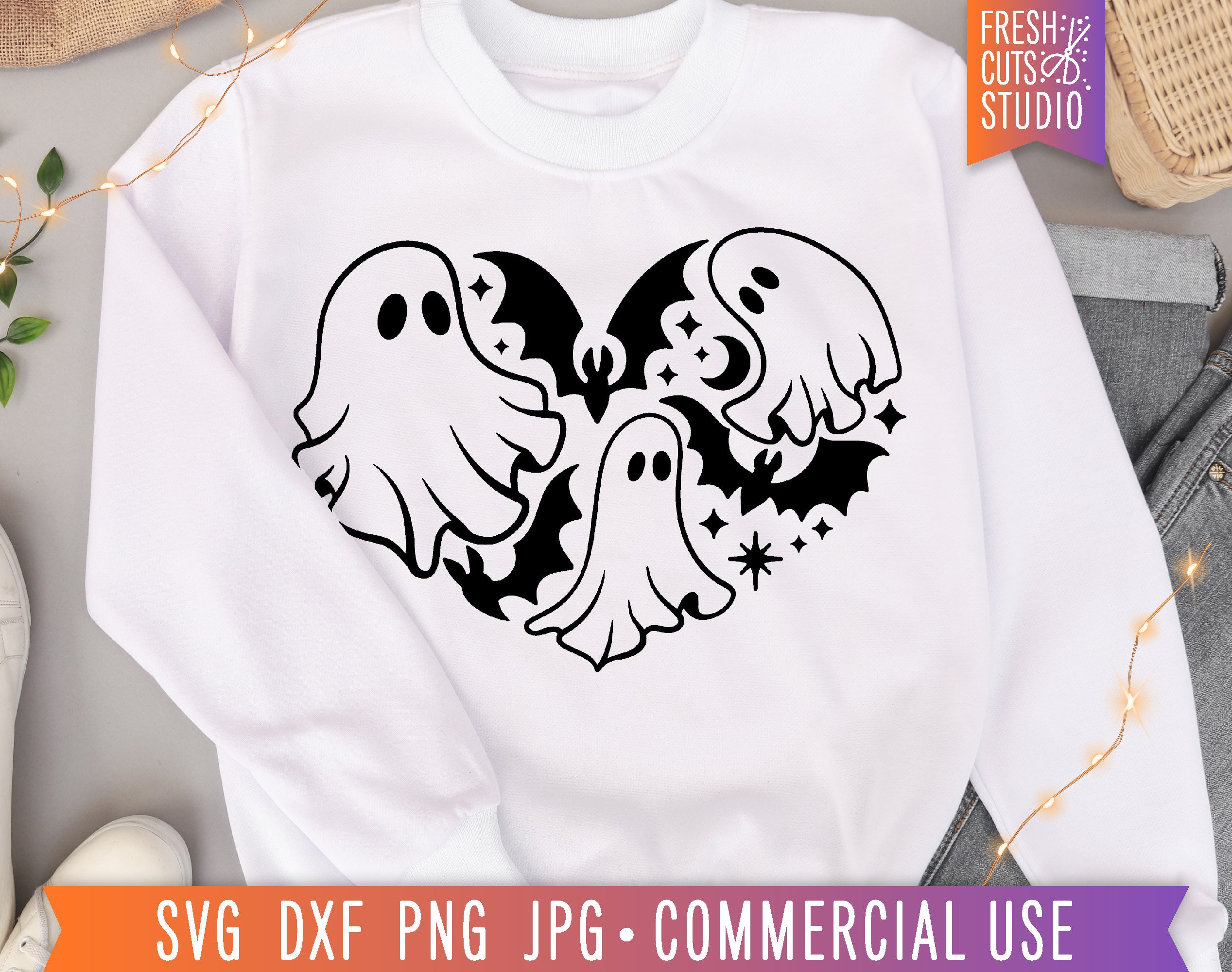 Halloween Ghost Heart Svg, Ghost Svg Cut File, Cute Spooky Svg ...
