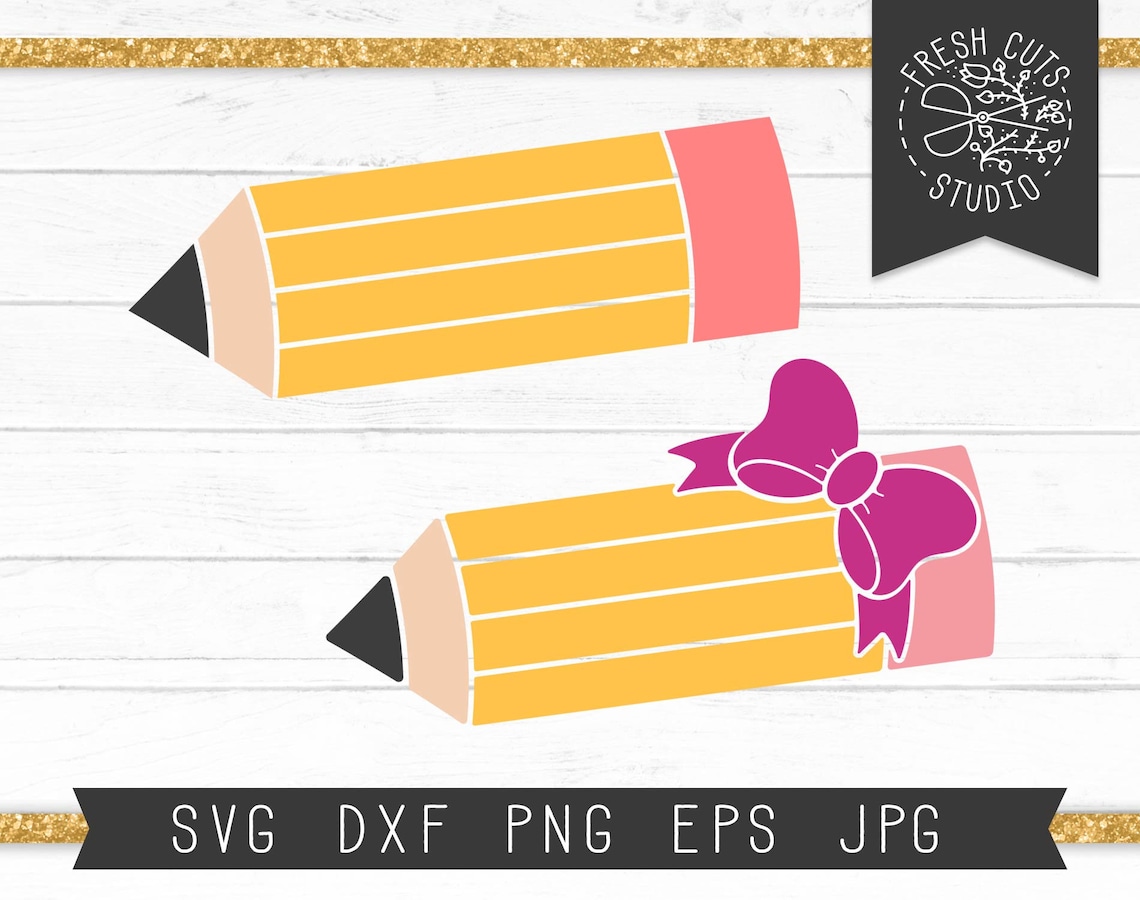 Pencil SVG File Instant Download Pencil With Bow Svg - Etsy