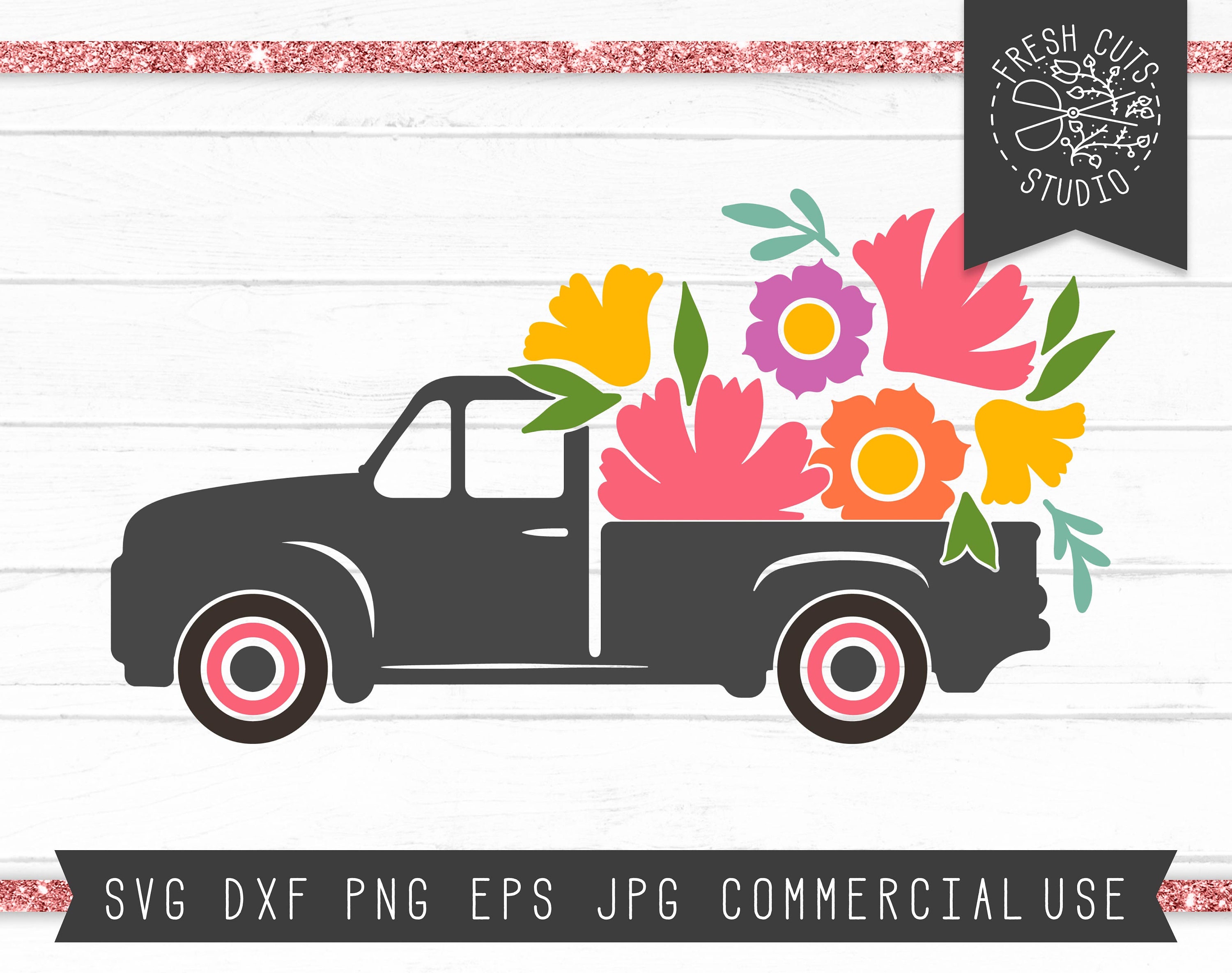 Truck SVG Cut File for Cricut Flower Truck svg Wildflower | Etsy