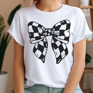 Checkered Bow Svg Cut File for Cricut, Coquette Check Bow, Hand Drawn ...