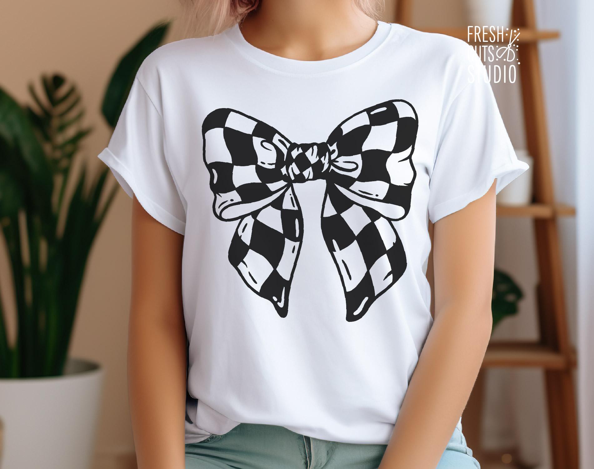 Checkered Bow Svg Cut File for Cricut, Coquette Check Bow, Hand Drawn ...