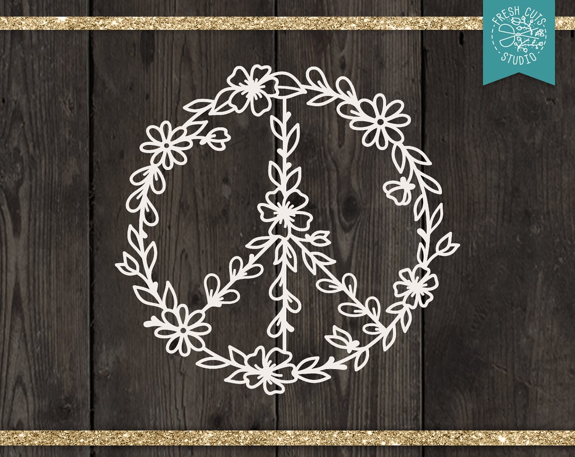 Peace Sign Floral SVG Commercial Use Instant Download, Wildflower Peace ...