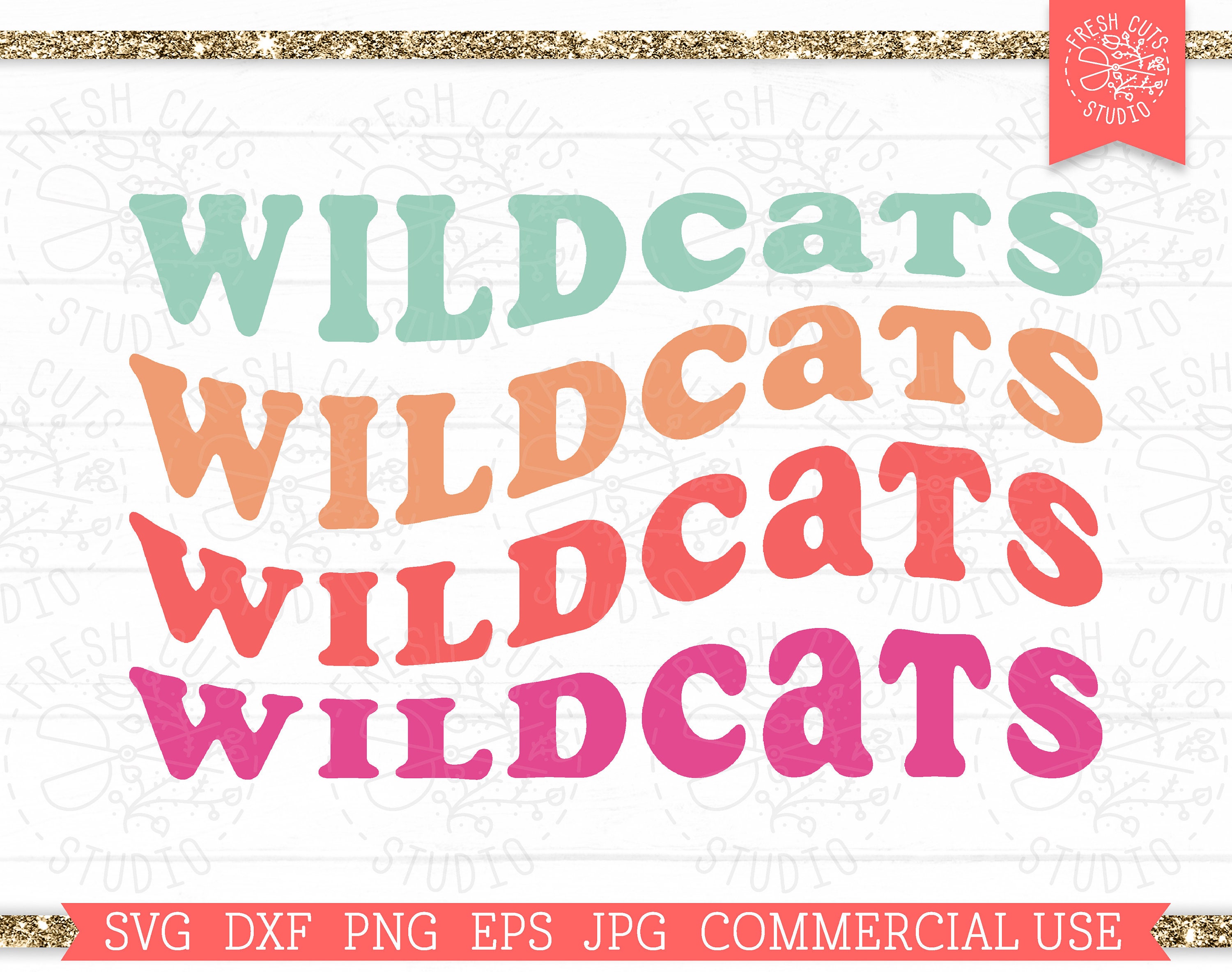 Wildcats SVG Cut File for Cricut Retro Wavy Sport Mascot SVG - Etsy