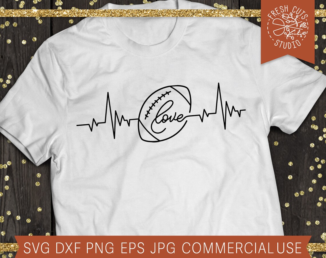 Football Love SVG Cut File Fall Svg Heartbeat svg Football | Etsy