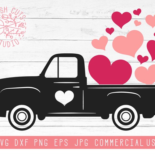 Valentines Red Truck Svg Cut Files PNG - Etsy