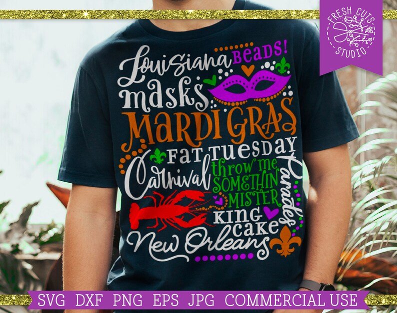Louisiana Mardi Gras SVG Masks Beads King Cake Cut Files for Cricut ...