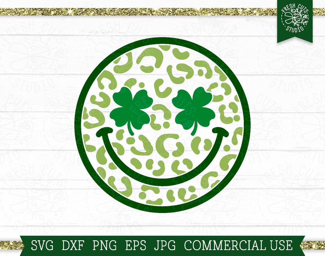 Smile Shamrock SVG, St Patricks Day SVG Cut File, Leopard Smile, Lucky ...