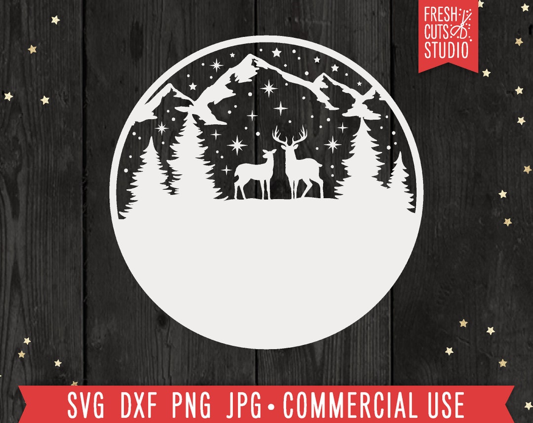 Christmas Deer SVG, Winter Deer Scene, Deer Family Cut File for Cricut ...