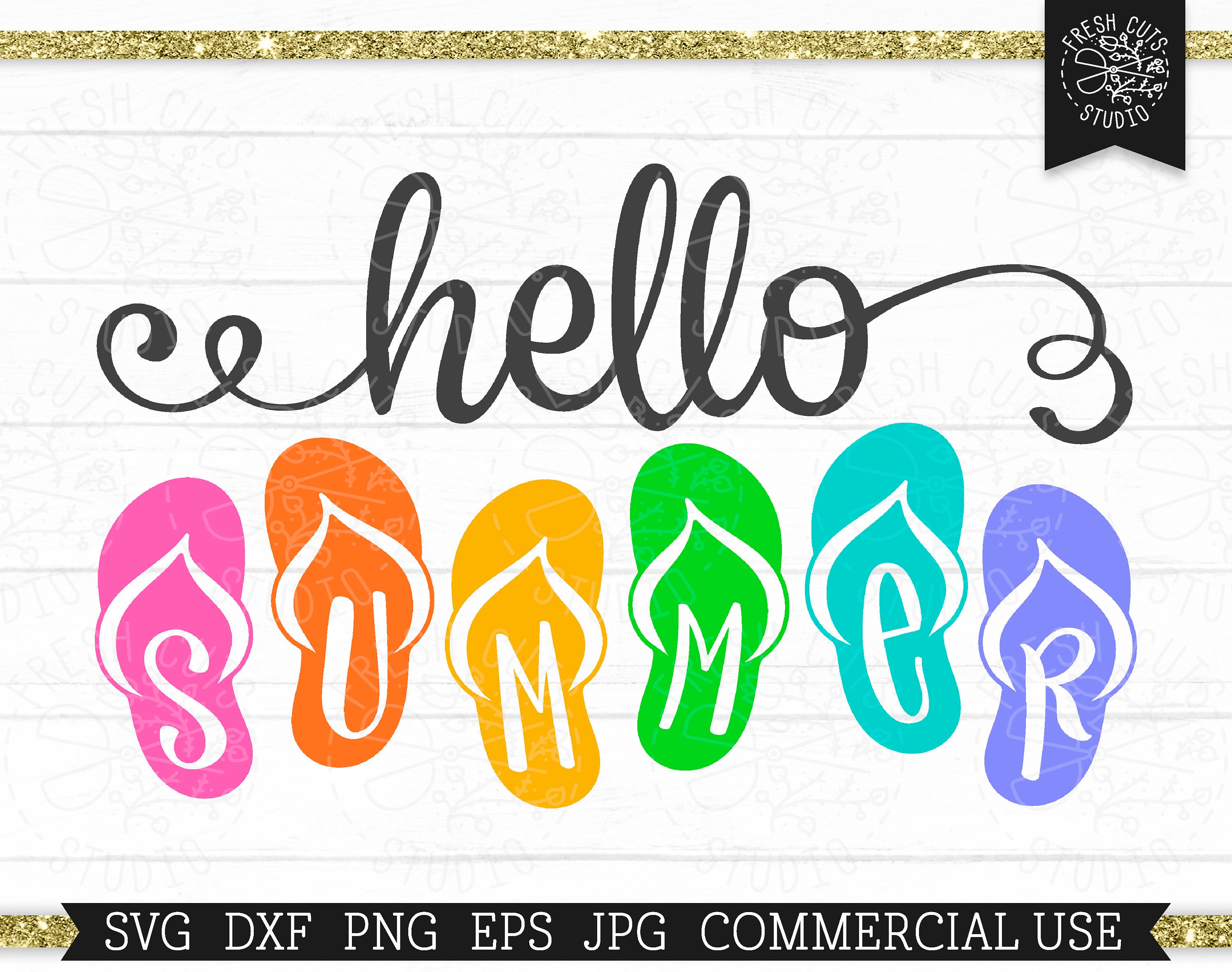 Hello Summer SVG Flip Flops Cut File for Cricut Silhouette - Etsy Australia