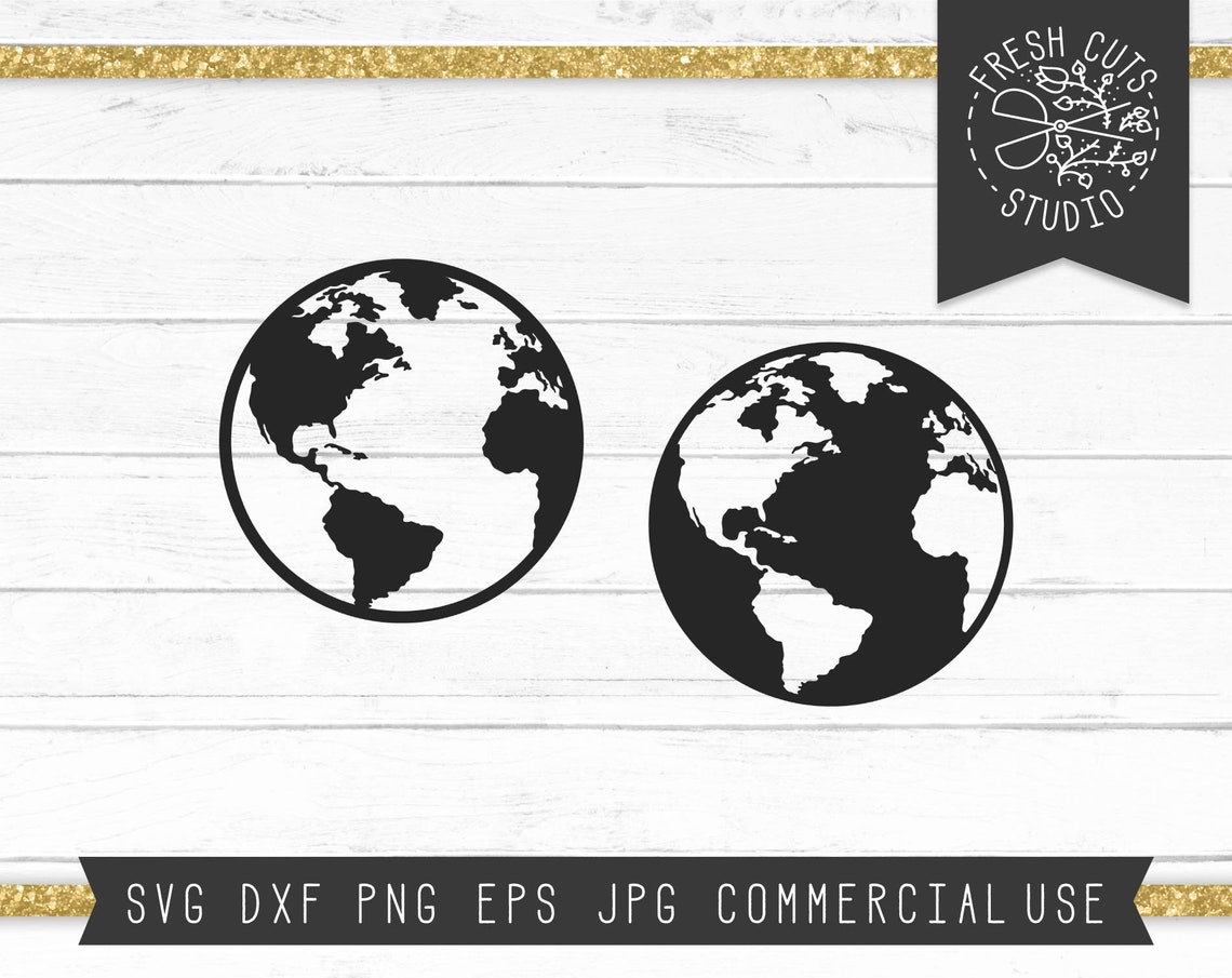 Planet Earth SVG Cut File for Cricut, Earth Silhouette, Globe SVG ...