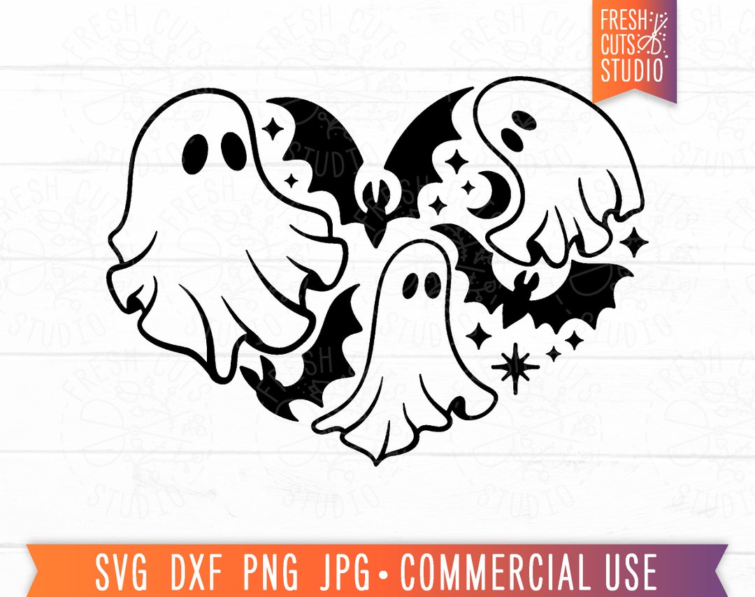 Halloween Ghost Heart Svg, Ghost Svg Cut File, Cute Spooky Svg ...
